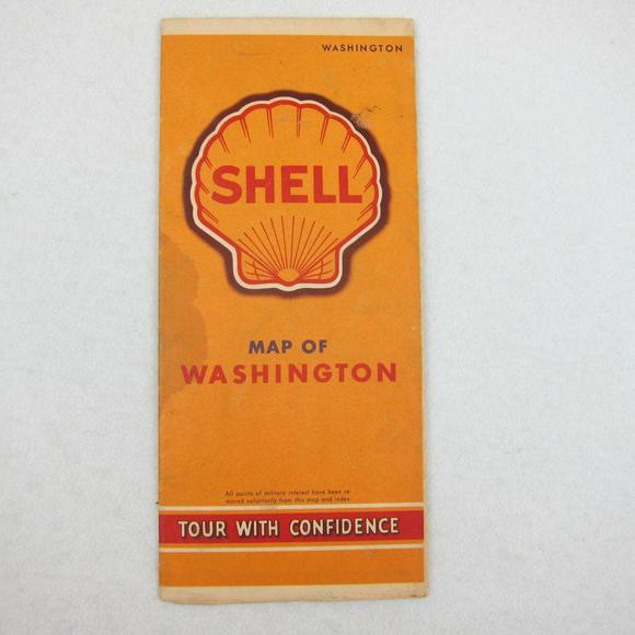 Other | Vintage 194s Shell Gas Oil Folding Road Map Washington With ...